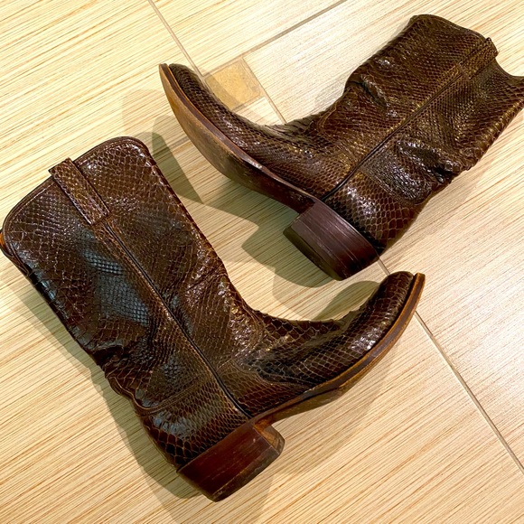 Lucchese | Shoes | Lucchese San Antonio Brown Rare Exotic Skin Boots ...